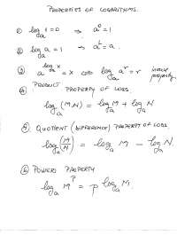 Properties of Logarithms - College Algebra - Lecture Notes - Docsity