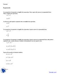 Exponents - Statistics - Exercise - Docsity