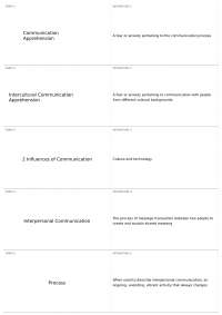 Exam 1 (Ch 1-4) | COMM 1500 - Introduction to Interpersonal Communication | Quizzes ...