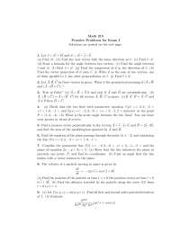 Angle between Two Vectors - Multivariable Calculus - Past Paper - Docsity