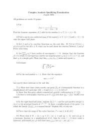 Laurent Expansion - Complex Analysis - Exam - Docsity