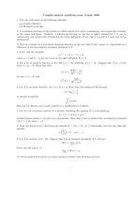 Jensens Formula - Complex Analysis - Exam - Docsity