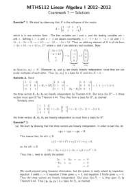 Subspace - Linear Algebra - Solved Exercise | Exercises Linear Algebra | Docsity