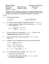 Three Conditions - Calculus - Exam - Docsity