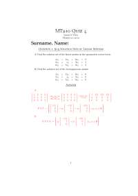 Parametric Vector - Linear Algebra - Solved Exam - Docsity