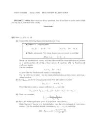 Interpolation - Numerical Analysis - Exam - Docsity
