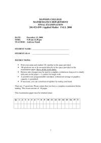 Operation and Simplify - Applied Maths - Exam - Docsity