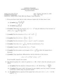 Definition - Calculus - Exam - Docsity