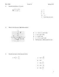 Differentiable - Introduction to Calculus - Exam - Docsity