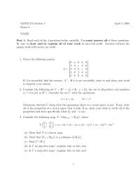 Matrix - Introduction to Linear Algebra- Exam - Docsity