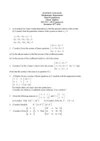 Particular Solution - Linear Algebra - Exam | Exams Linear Algebra | Docsity