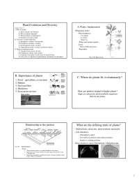 Plant Evolution and Diversity - Evolution, Ecology and Biodiversity ...