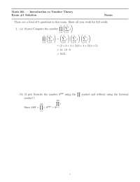 Factorial Symbol - Number Theory - Solved Exam - Docsity