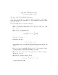 Parametrized Curve - Differential Geometry - Exam - Docsity
