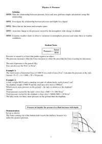 Pressure - General Physics - Lecture Notes - Docsity