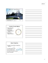 Uniform Circular Motion - General Physics - Lecture Slides | Slides Physics | Docsity