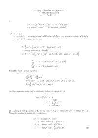 Euler Lagrange Equation - Classical Mechanics - Solved Past Paper - Docsity