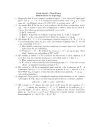 Real Numbers - Introduction to Topology - Exam - Docsity