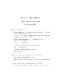 Subgroup - Abstract Algebra - Solved Exam - Docsity
