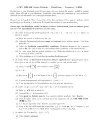Range and Cokernel - Matrix Methods - Exam - Docsity