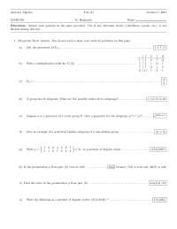 Multiplication Table - Abstract Algebra - Solved Exam - Docsity
