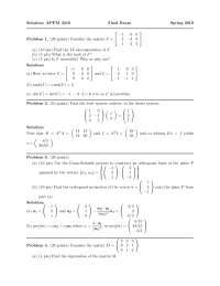 Range and Cokernel - Matrix Methods - Solved Exam - Docsity
