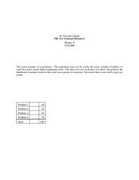 Moment of Inertia - General Physics - Past Paper - Docsity