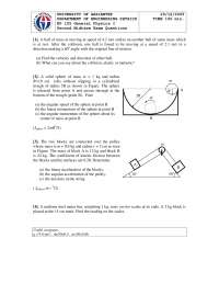 Angular Speed of Sphere - General Physics - Past Paper - Docsity
