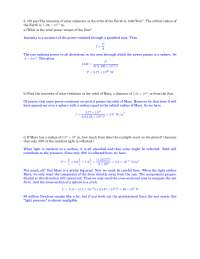 Intensity of Solar Radiation - General Physics - Solved Past Paper | Exams Physics - Docsity