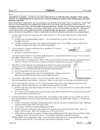 Acceleration Due to Gravity - General Physics - Past Paper - Docsity