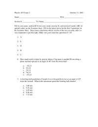 Fraction of Rocket Mass - General Physics - Past Paper - Docsity