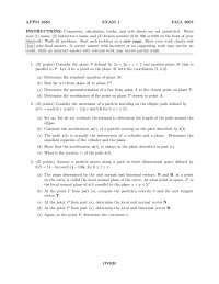 Plane - Calculus Three - Exam - Docsity