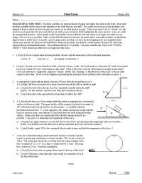 Units and Dimensions - General Physics - Past Paper | Exams Physics | Docsity