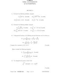 Partial Fractions - Mathematics - Exam | Exams Mathematics | Docsity