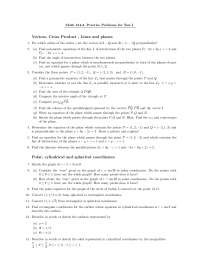 Plane - Differential Calculus of Multivariable Functions - Exam - Docsity