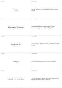 Chapter 8: Concepts & Categorization | EXP 3604 - Cognitive Psychology ...