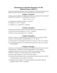 Matrix Representations - Quantum Mechanics - Exam - Docsity