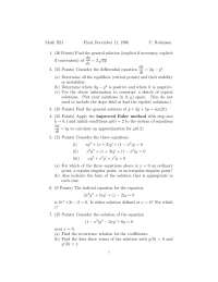 Differential Equation - Elementary Differential Equations - Exam - Docsity