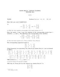 Vector Equation - Linear Algebra - Quiz Solution - Docsity