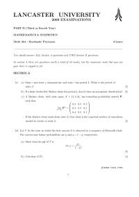 Communicate - Stochastic Processes - Exam - Docsity
