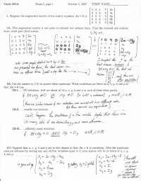 Augmented Matrix - Linear Algebra - Solved Exam - Docsity