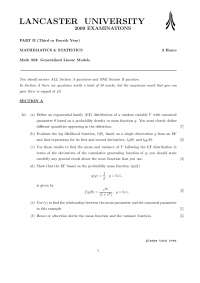 Distribution - Generalised Linear Models - Exam - Docsity