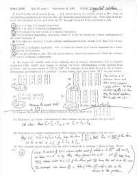 Zero Vector - Linear Algebra - Quiz Solution - Docsity