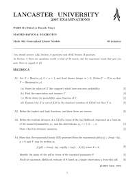 Values - Generalised Linear Models - Exam - Docsity