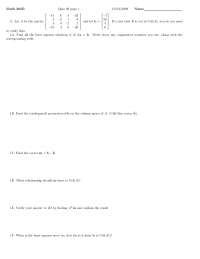 Least Squares Solutions - Linear Algebra - Quiz - Docsity