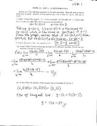 Analytic Geometry and Calculus I - Quiz 4 with Answers | MATH 113 - Docsity