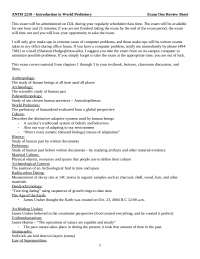 Exam 1 Study Guide | Introduction to World Prehistory | ANTH 2210 - Docsity