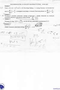 Szereg Fouriera, zbieżność jednostajna - Egzamin - Analiza matematyczna 2 - Docsity