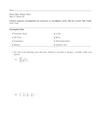 Alternating Series - Calculus - Quiz - Docsity