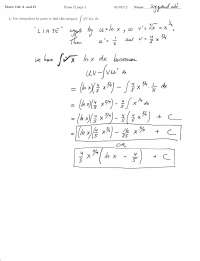 Integration by Parts - Calculus - Solved Exam - Docsity